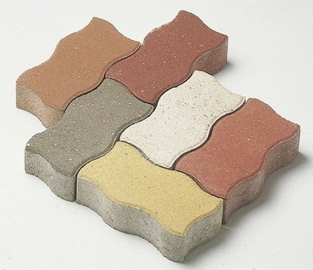 Pavé forme S autobloquant en béton ép.5cm larg.12,5cm long.24,5cm ...