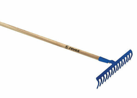 Râteau à douille forgée 16 dents courbés manche en bois largeur du ...