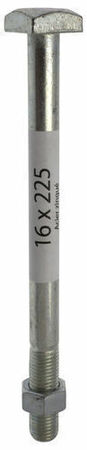 Boulon de charpente acier zingué 16 x 200 mm - Gedimat.fr
