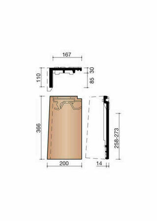 Tuile à rabat gauche VAUBAN 2 DROITE grésé bourgogne - MVBD 7080 ...